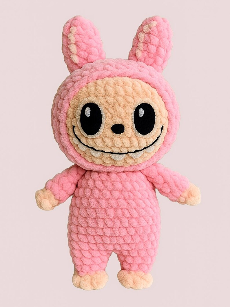 Lapin souriant Labubu au crochet, jouet amigurumi numérique PDF, tutoriel crochet bricolage ...