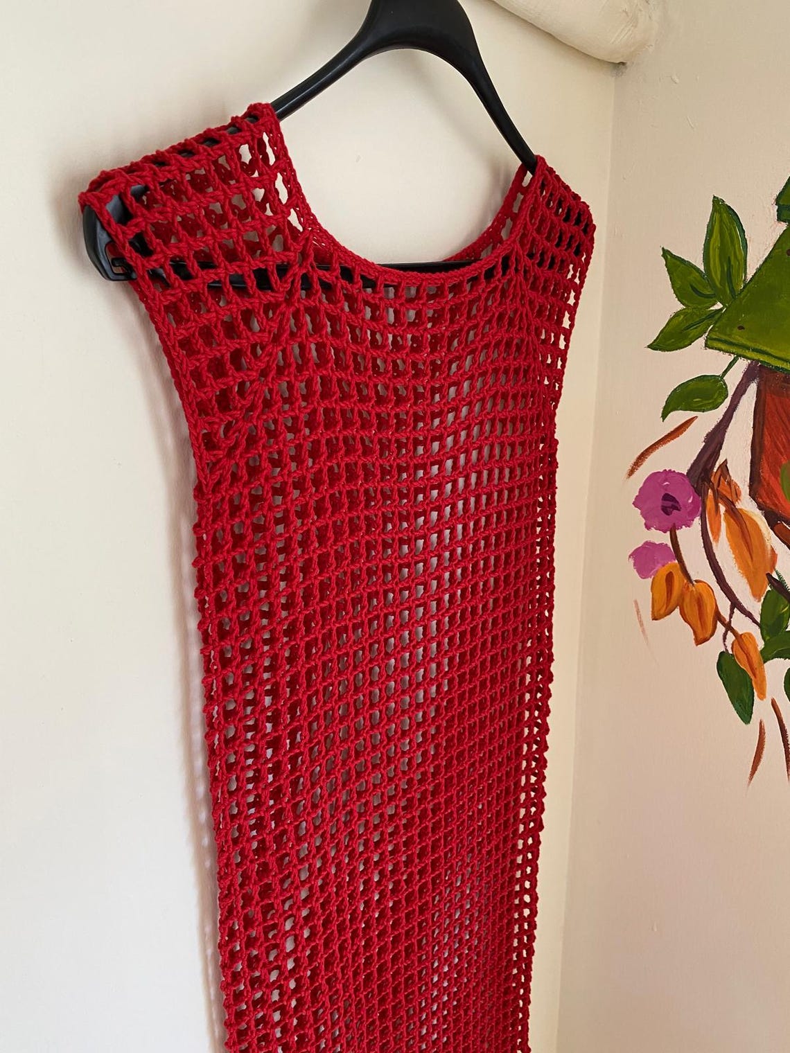 Crochet Fishnet Dress, Handmade Mesh Midi Dress, See Through Festival ...