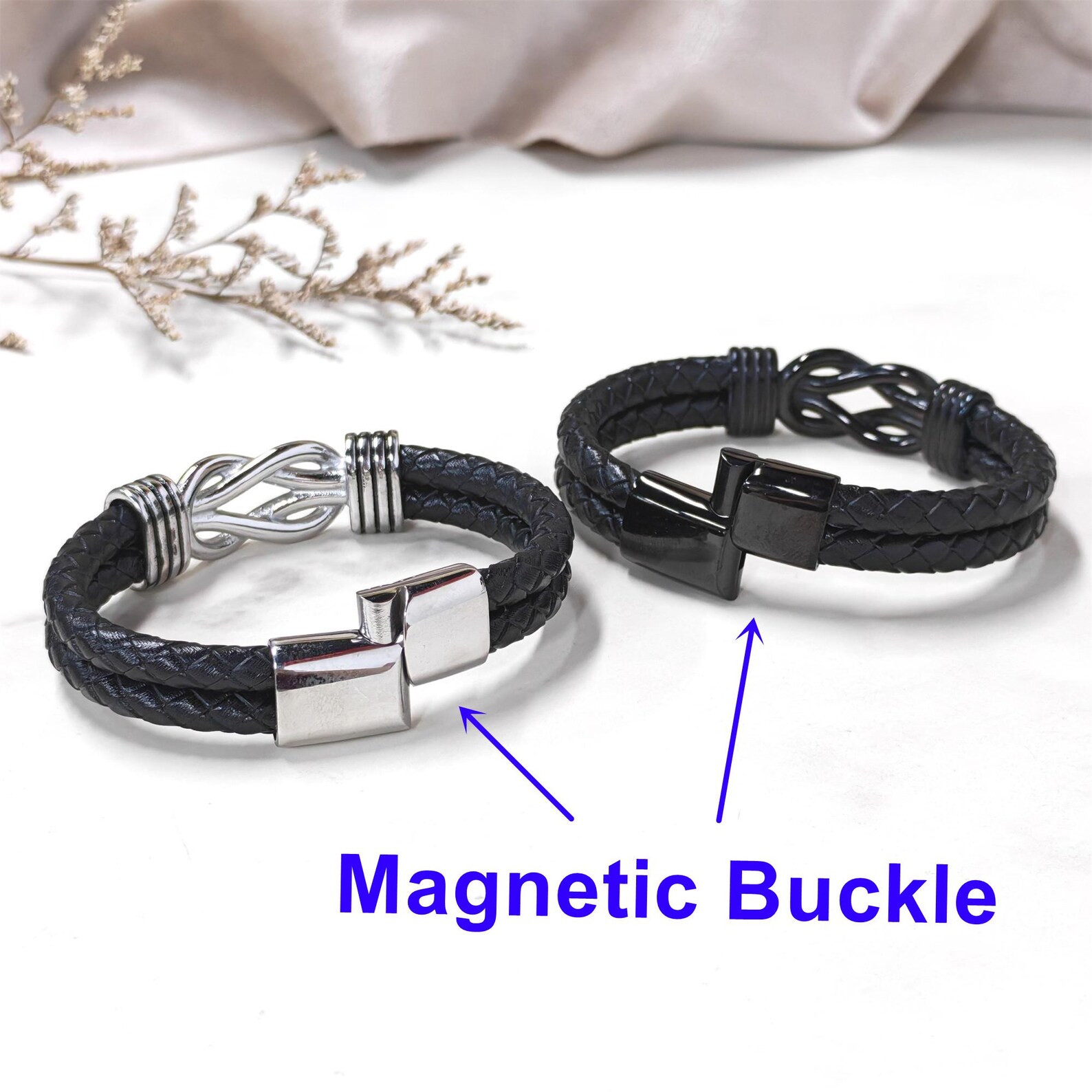 Love You Forever Engraved Leather Grandson Bracelet: Stainless Steel ...