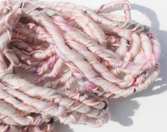 Hand Spun Merino Wool Art Yarn: Pastel Pink Weaving Supplies, Wrapped ...