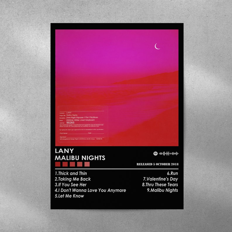 Lany Poster Print Malibu Nights Music Poster Album Cover Poster Wall ...