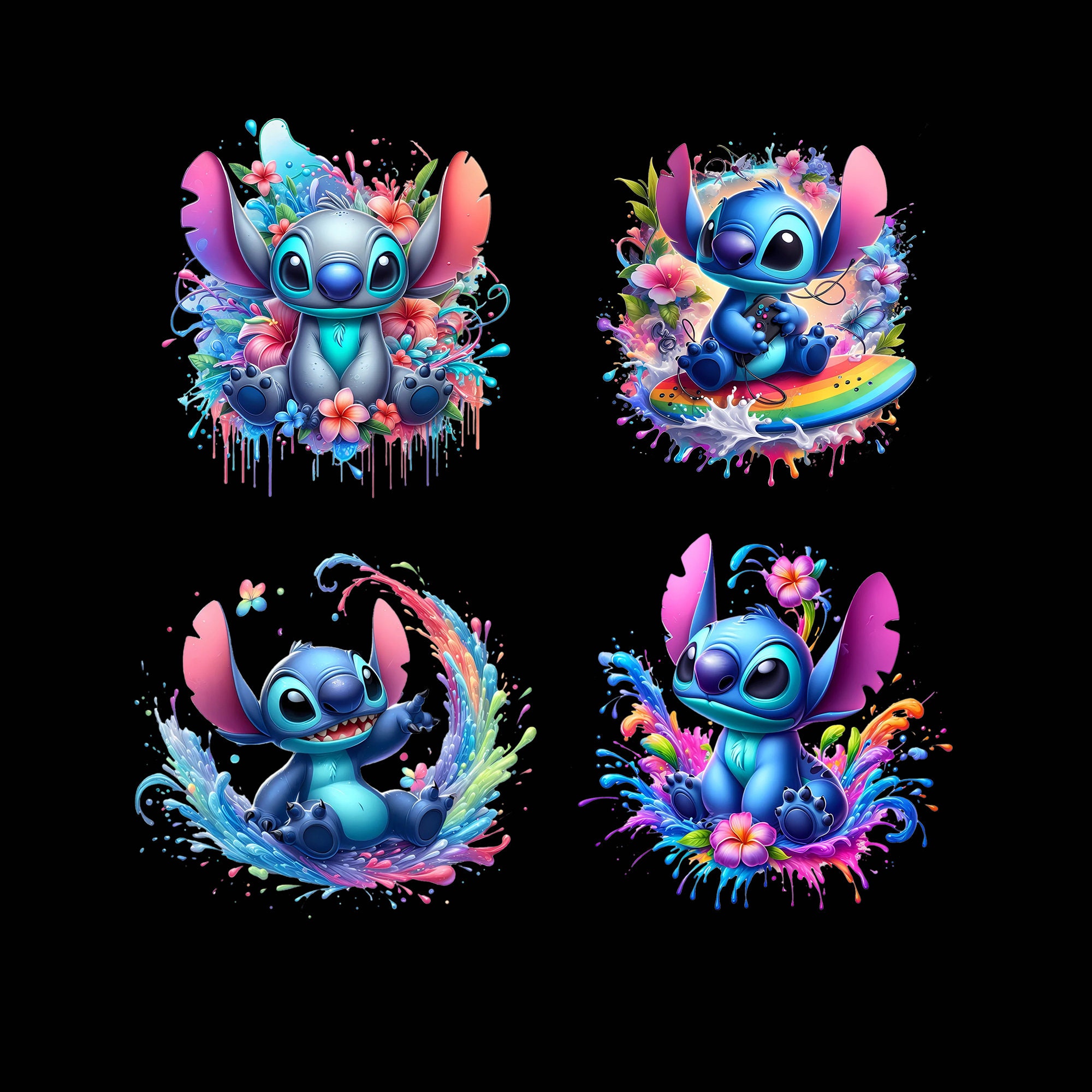 4 PNG Stitch Splash y acuarela Diseño digital Archivo PNG para ...