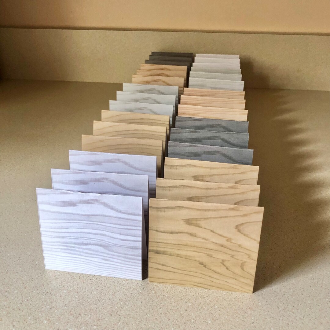 Mini Cards 30 Weathered Wood Cardstock - White Blank Inside for Thank ...