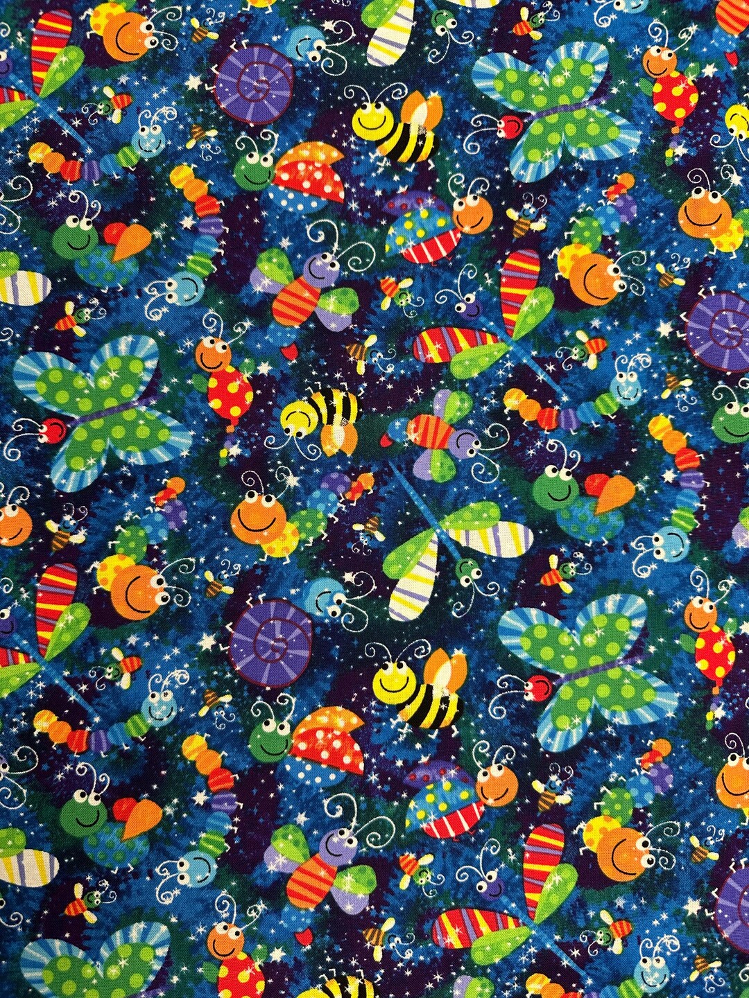 Bees Butterflies Caterpillars Bugs Fabric 1 Yard X 44 Inches Hi-fashion ...