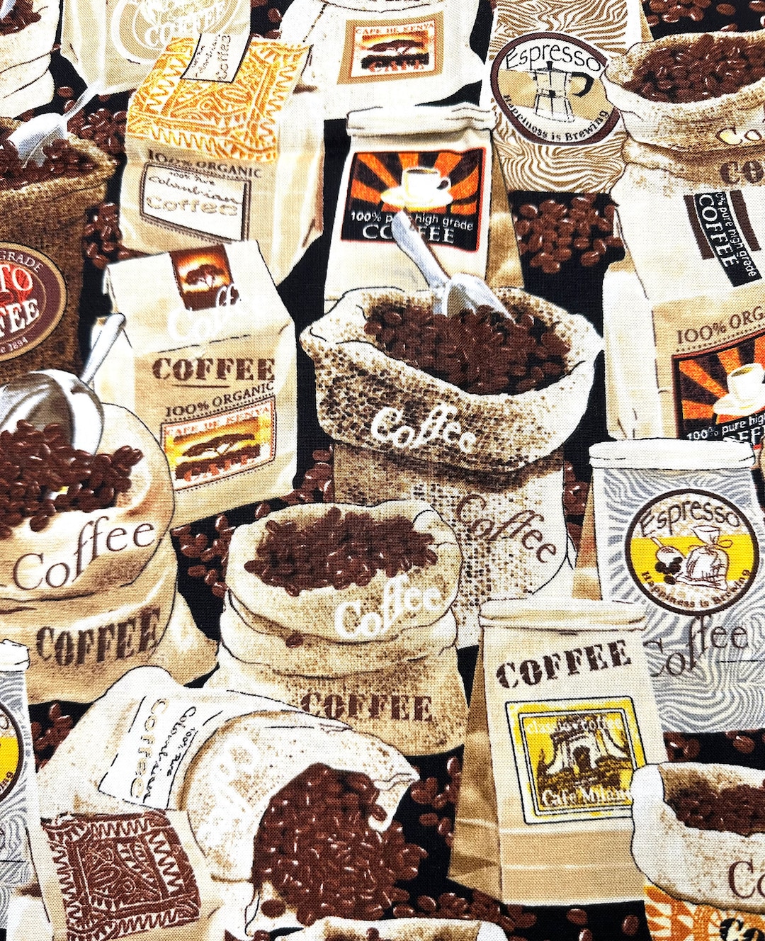 Coffee Bean Fabric 1/2 Yard Jumpin Java for Kanvas Cotton - Etsy