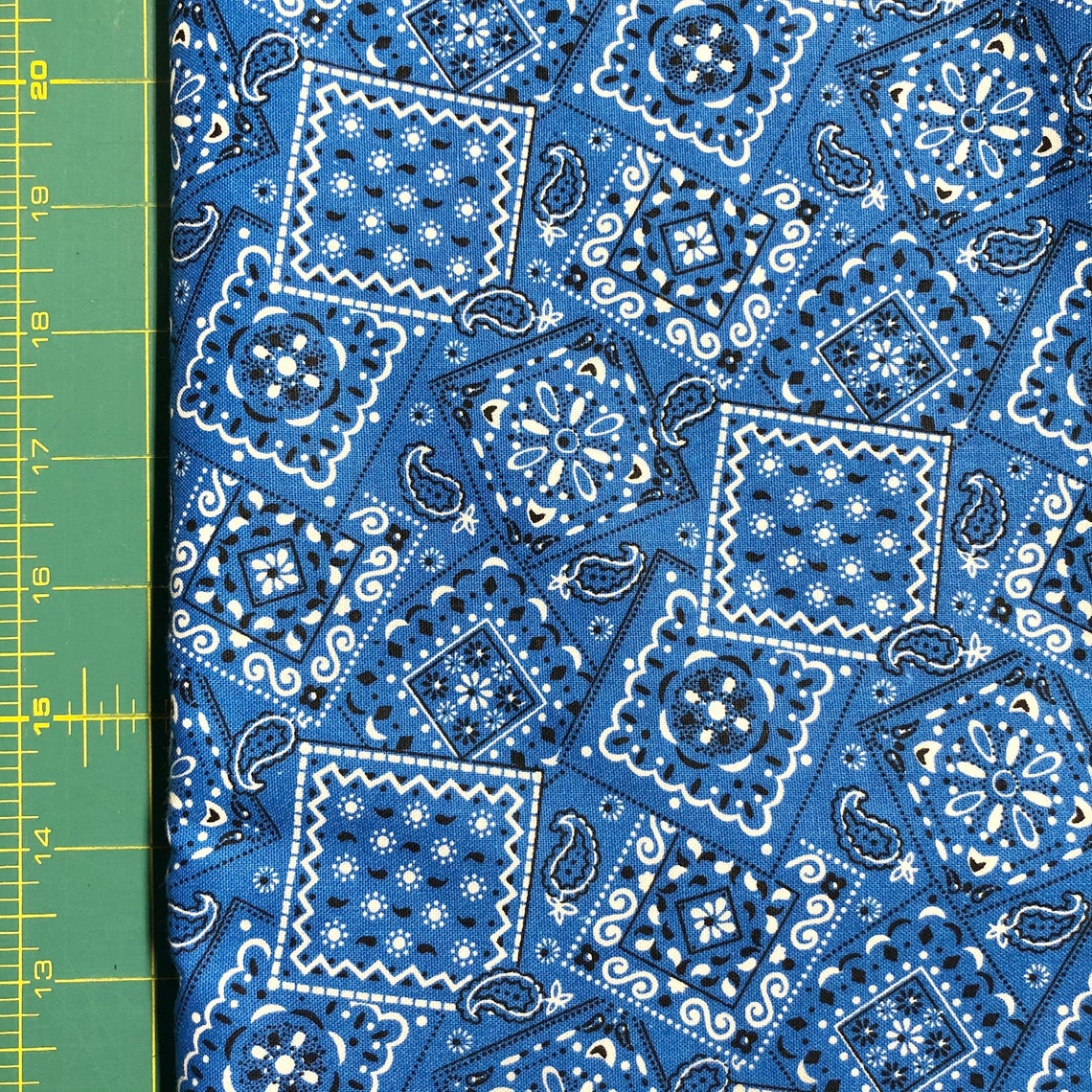 Royal Blue Bandanna Bandana Paisley Print Cotton Fabric 1 Yard Etsy