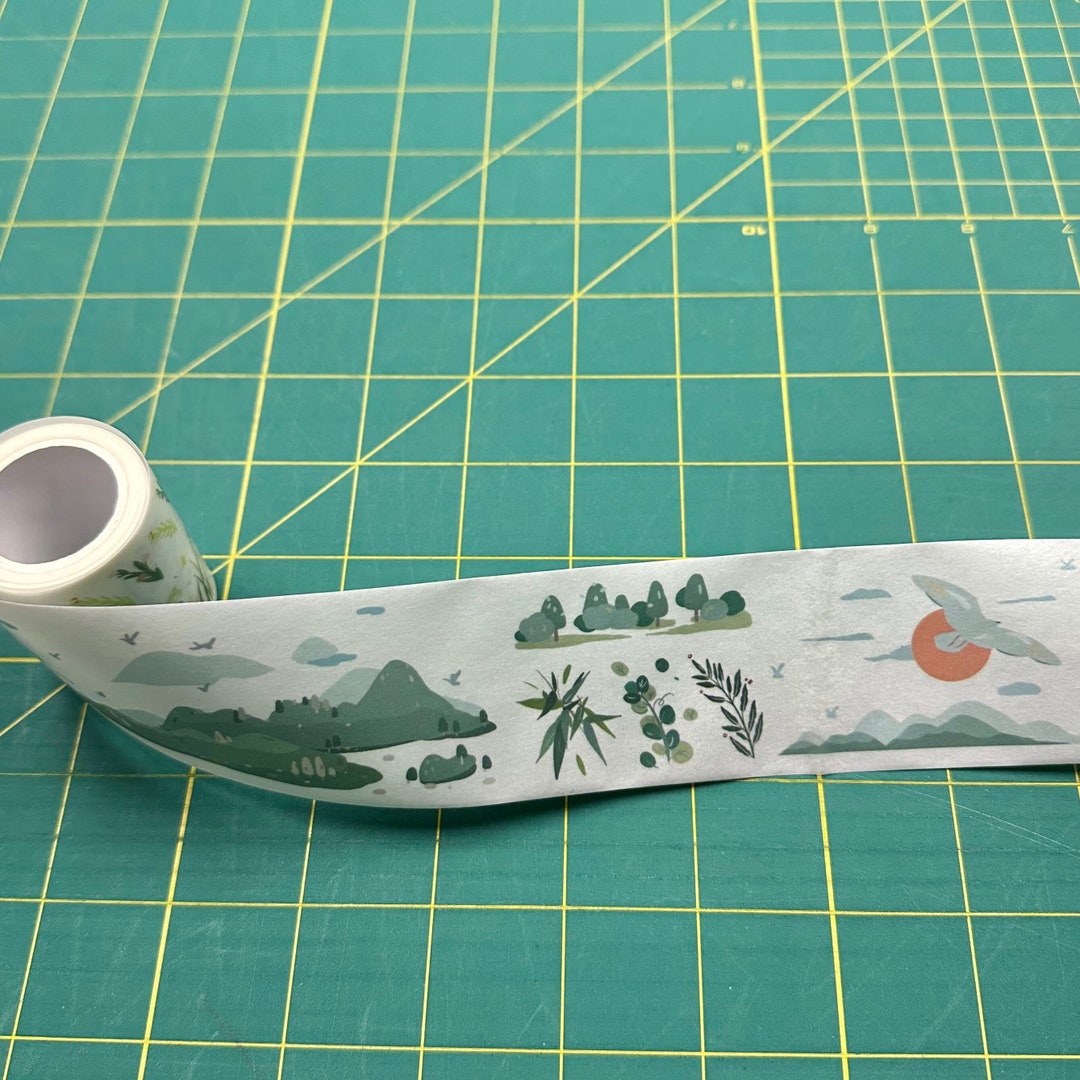 Washi Masking Tape Landscape Trees Flowers Partial Roll Approx 45 Mm ...