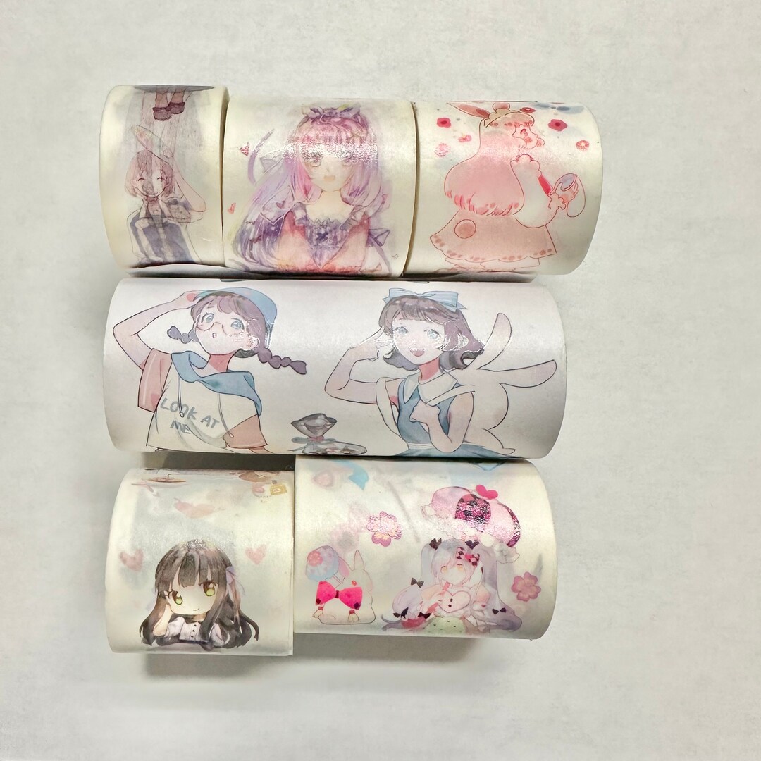 Japanese Washi Masking Tape 6 Partially Used Rolls Anime - Etsy