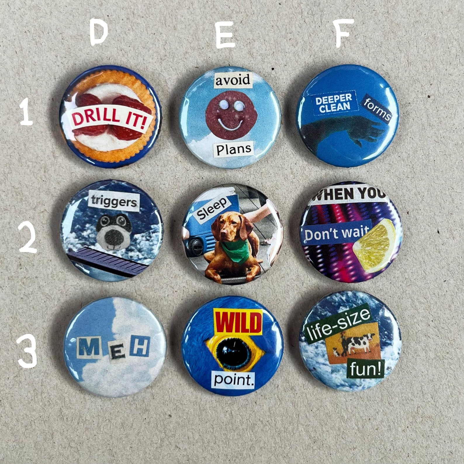 Collage Buttons 1 Inch Handmade Original Pinback Buttons - Etsy