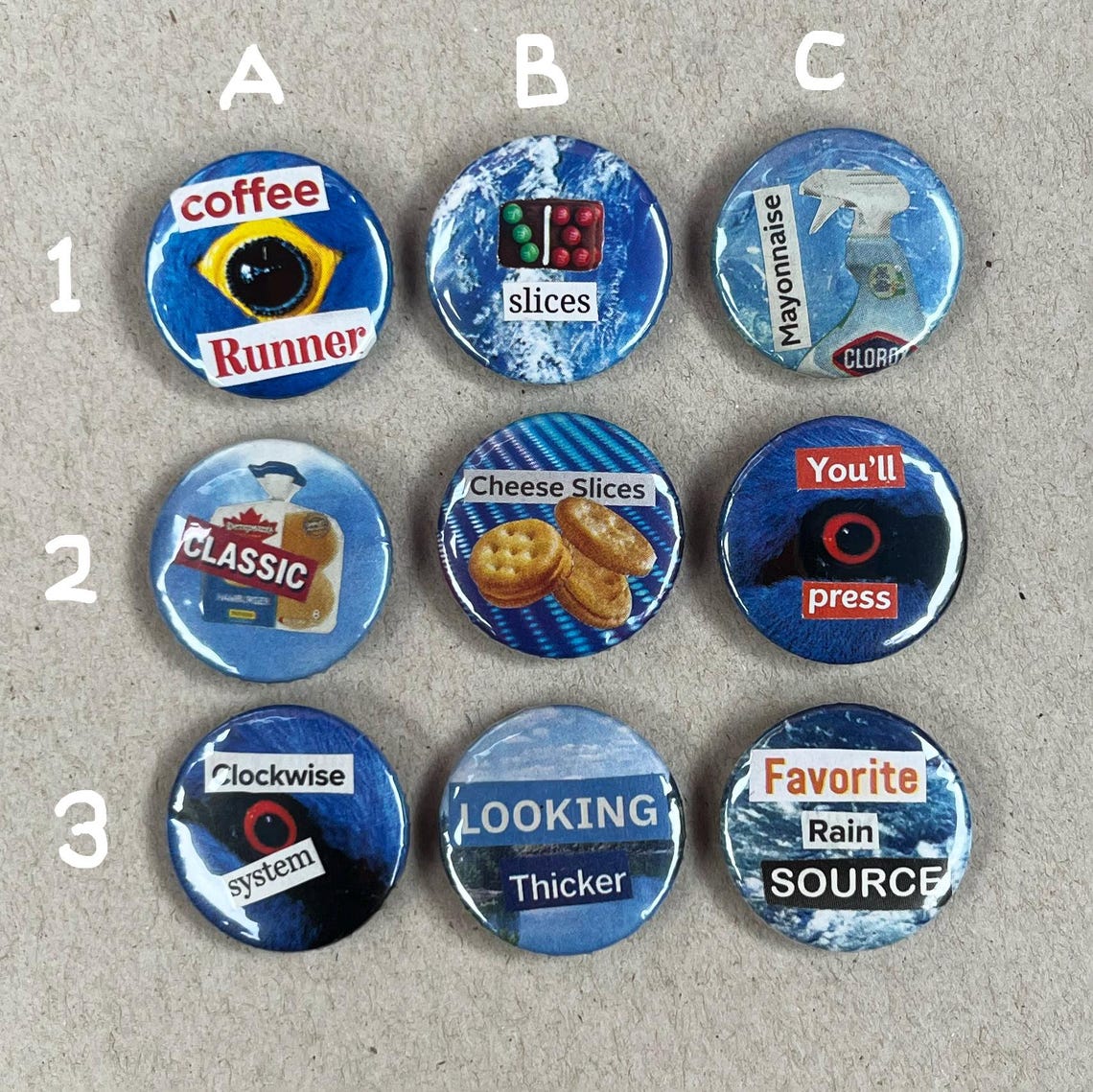 Collage Buttons 1 Inch Handmade Original Pinback Buttons - Etsy