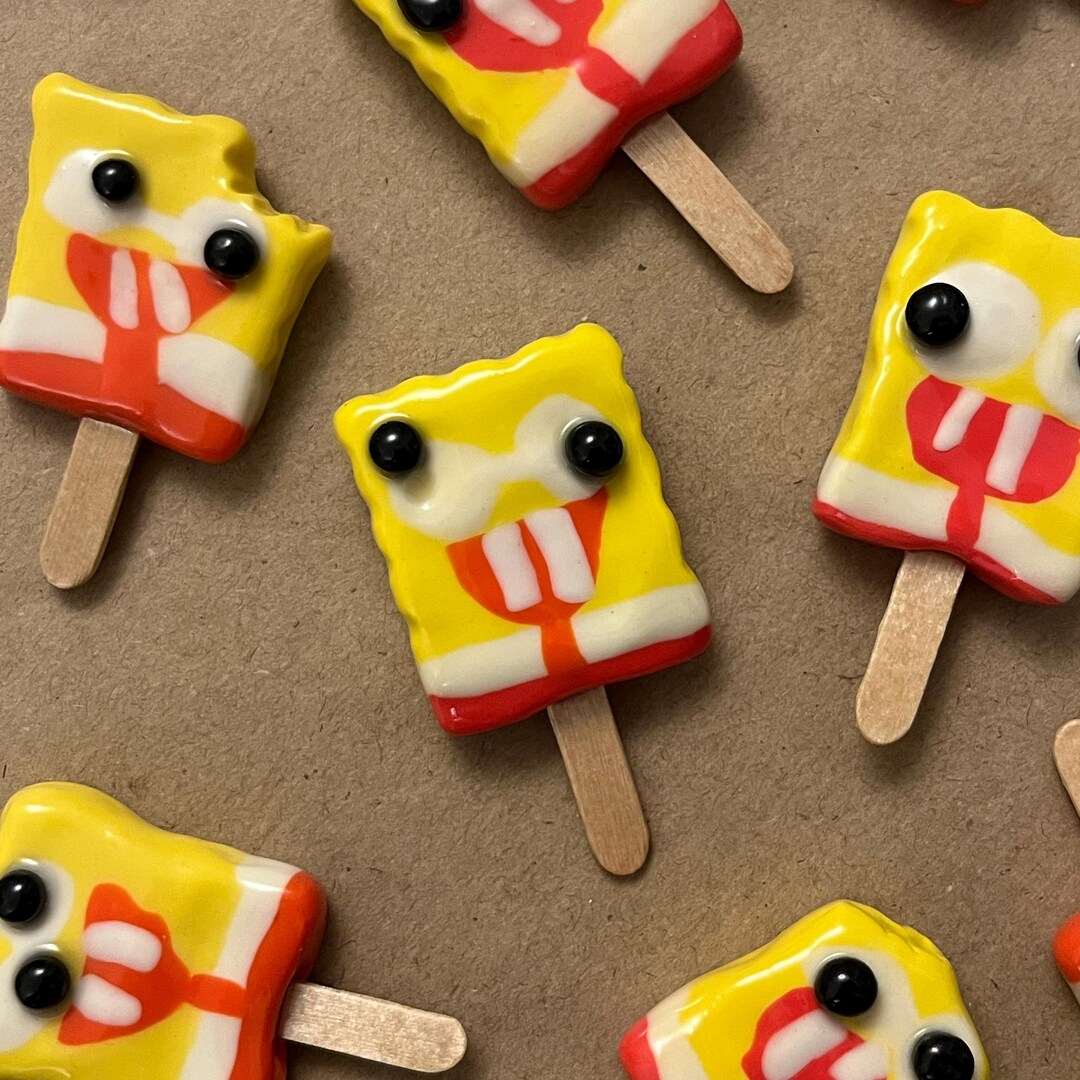 Nostalgic Spongebob Popsicle Magnet, Funny Handmade Polymer Clay ...