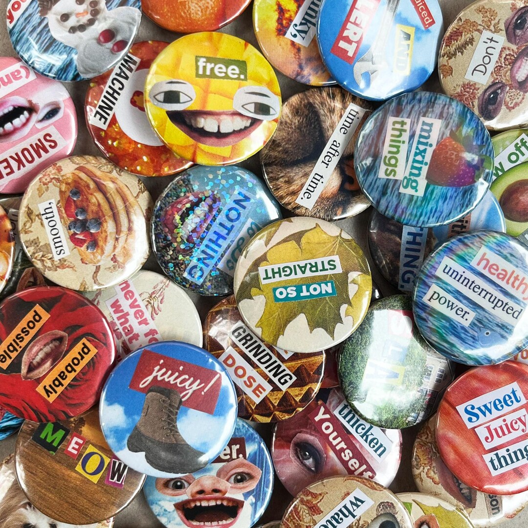 Collage Buttons 1.25 Inch Handmade Original Pinback Buttons - Etsy