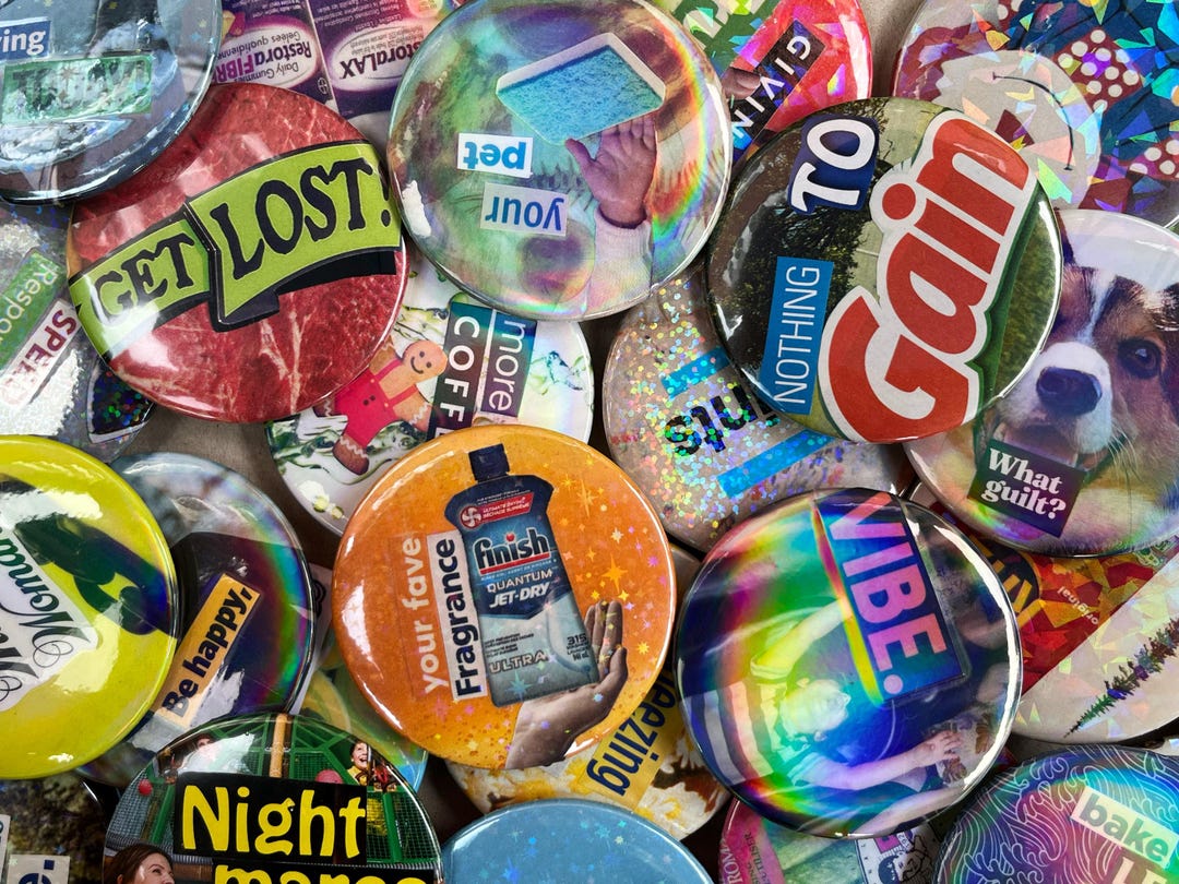 Collage Buttons 2.25 Inch Handmade Original Pinback Buttons - Etsy