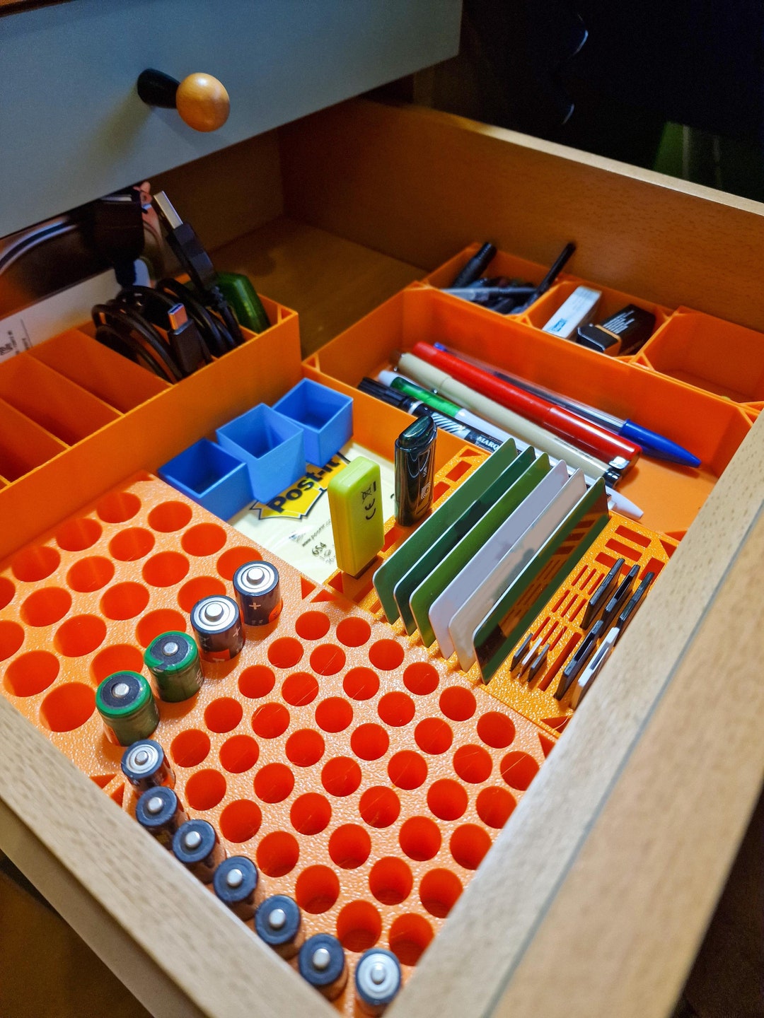 3D Printed Drawer Sliding Organizer Battery & Cable Storage Bank Cards ...