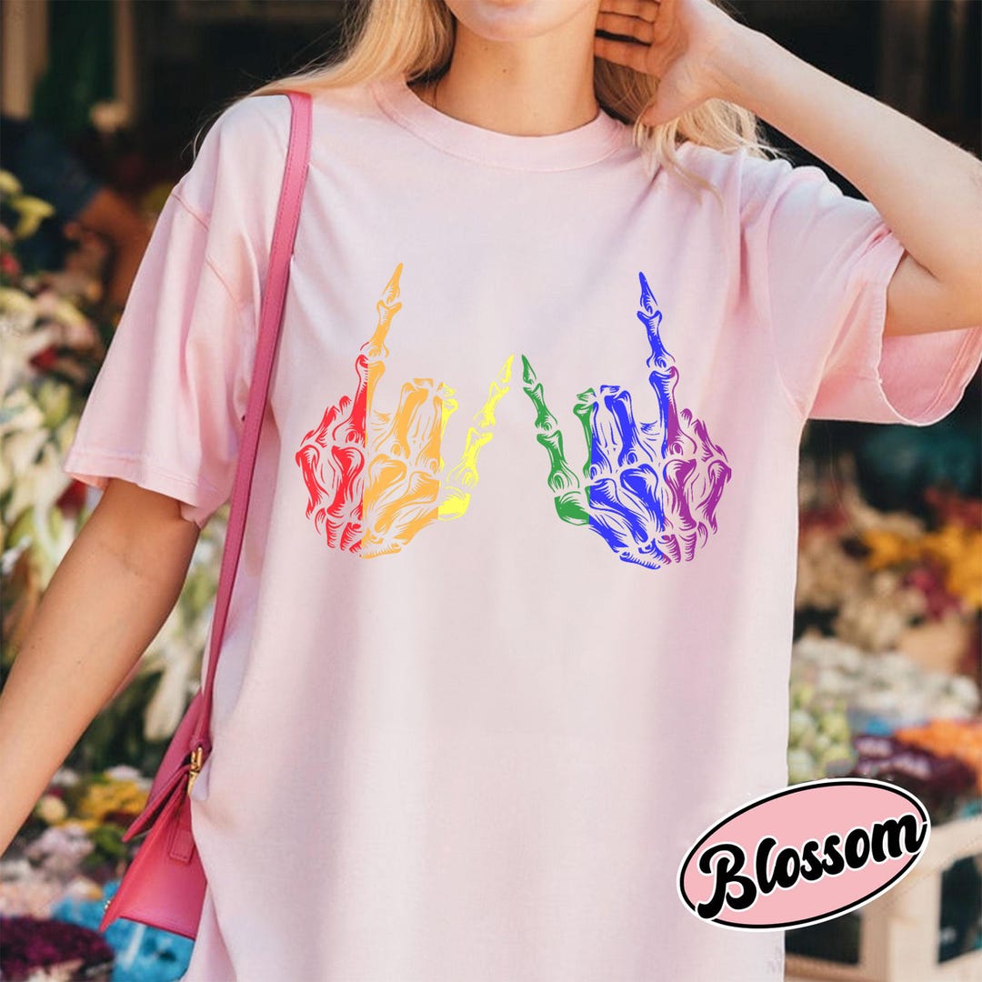 Skeleton Rock Hand LGBT-Q Rainbow Pride Shirt, Cool Gay Pride Ally T ...