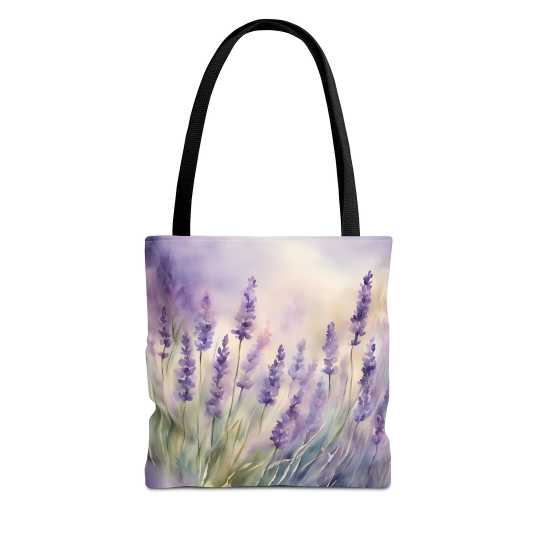 Lavender Floral Watercolor Tote Bag: Reusable Shopping Bag - Etsy