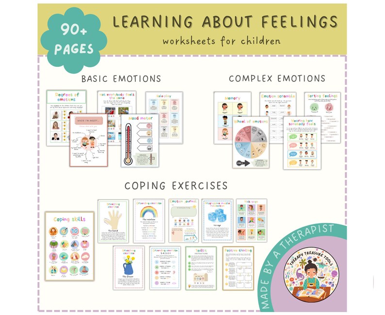 Worksheets About Emotions and Coping Skills for Children Learning About ...