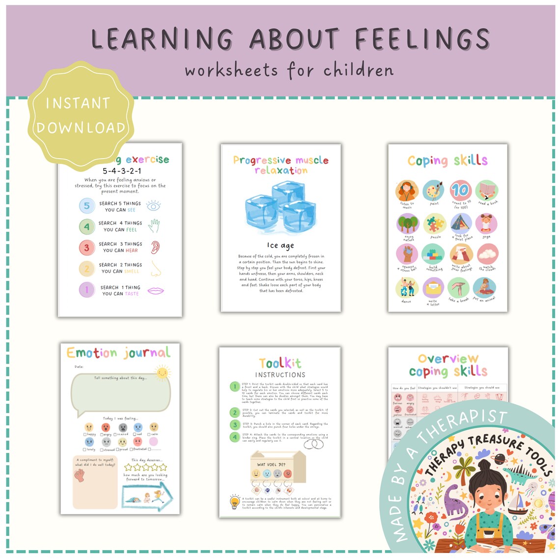 Worksheets About Coping Skills for Children | Learning About Feelings ...