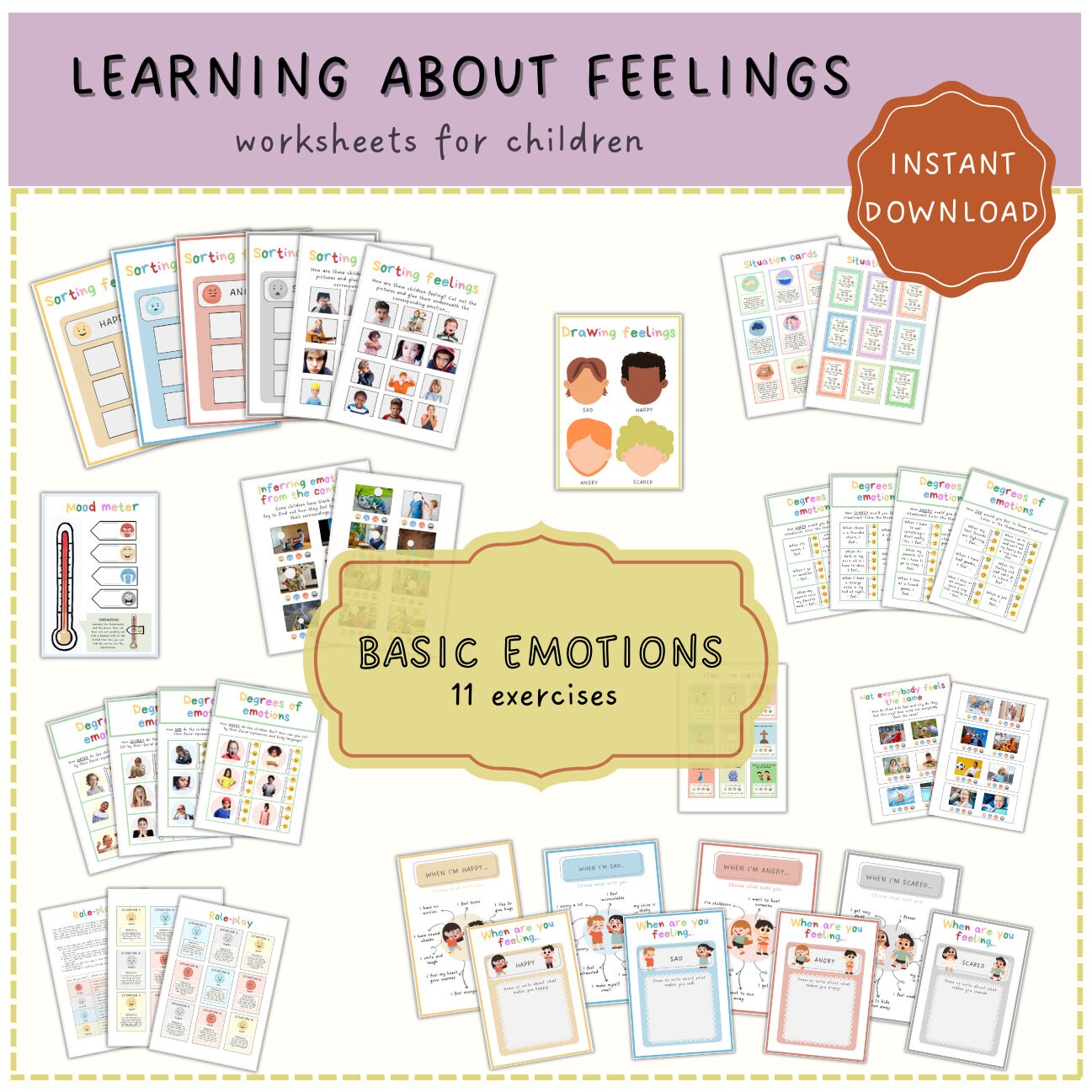 Worksheets About Emotions and Coping Skills for Children Learning About ...