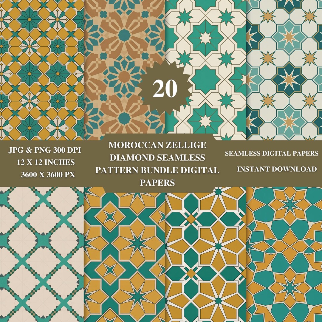 Moroccan Zellige Diamond Seamless Pattern Luxury Geometric Tile | Gold ...