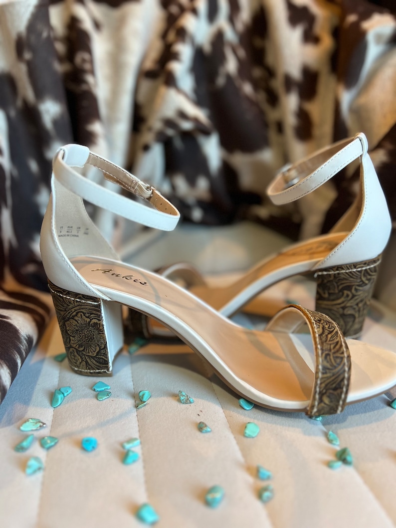 Tooled Leather and Cow Hide Western Designed- Hair Clips, Shoes, Hats ...