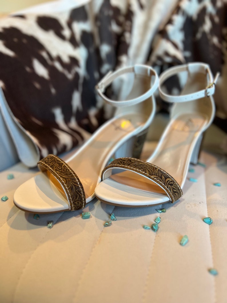 Tooled Leather and Cow Hide Western Designed- Hair Clips, Shoes, Hats ...