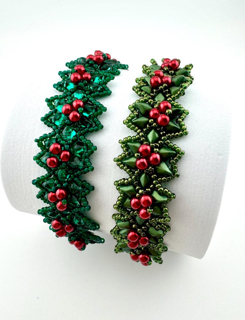 Beaded Holly Bracelet Pattern: Gemduo Seed Bead Tutorial (PDF Pattern ...