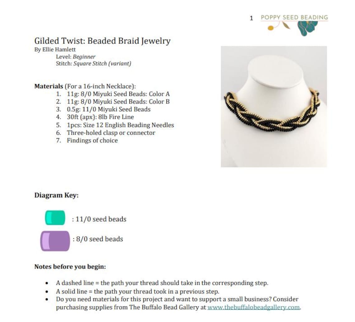 Beaded Braid Jewelry Pattern: Beginner Square Stitch Tutorial (digital ...