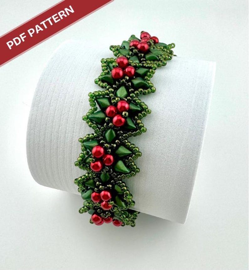 Beaded Holly Bracelet Pattern: Gemduo Seed Bead Tutorial (PDF Pattern ...