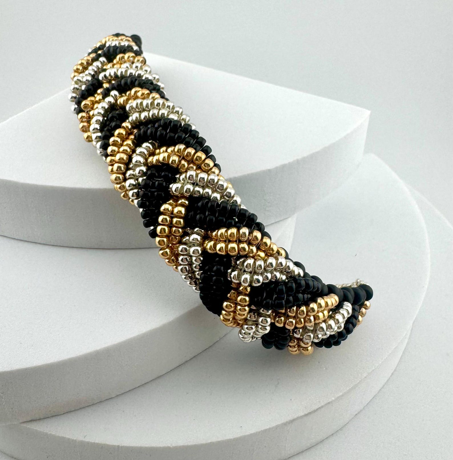 Beaded Braid Cuff Bracelet Pattern: Seed Bead Tutorial (PDF Download ...