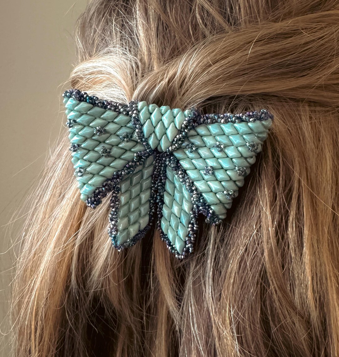 Beaded Bow Pattern, Beaded Bow Ornament Pattern, Beaded Barrette ...