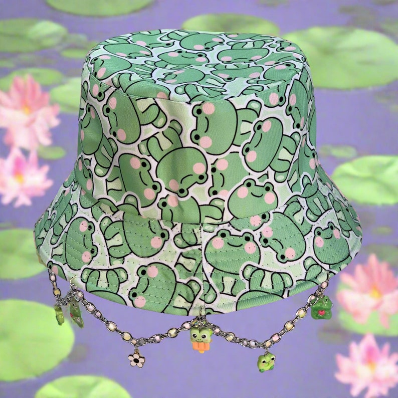 I Leaping Love Frogs! Kawaii Frog Charms and Chain Bucket Hat - Etsy