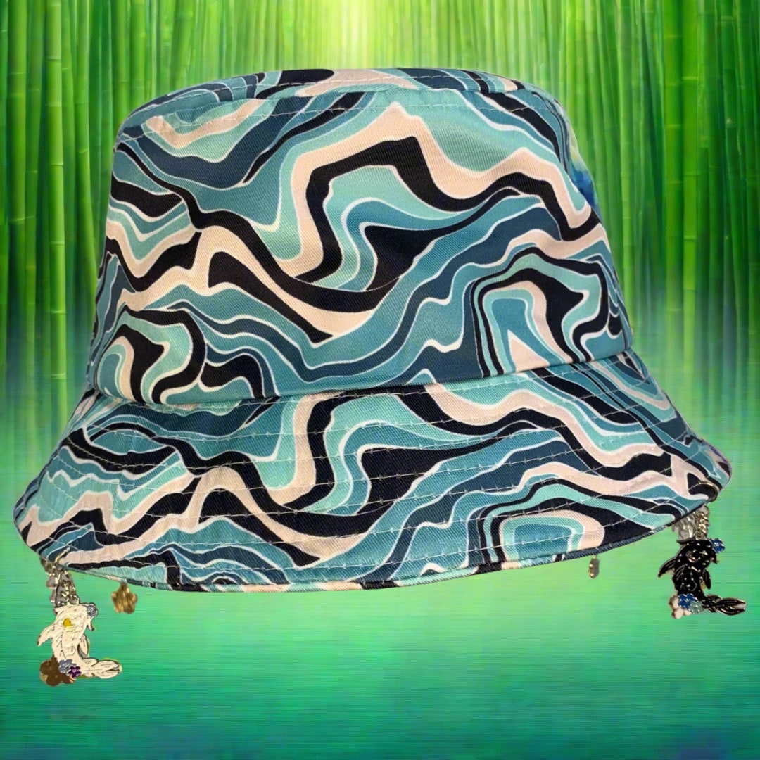 O-koi I See You Koi Fish Evil Eye and Flower Chain and Charm Bucket Hat ...