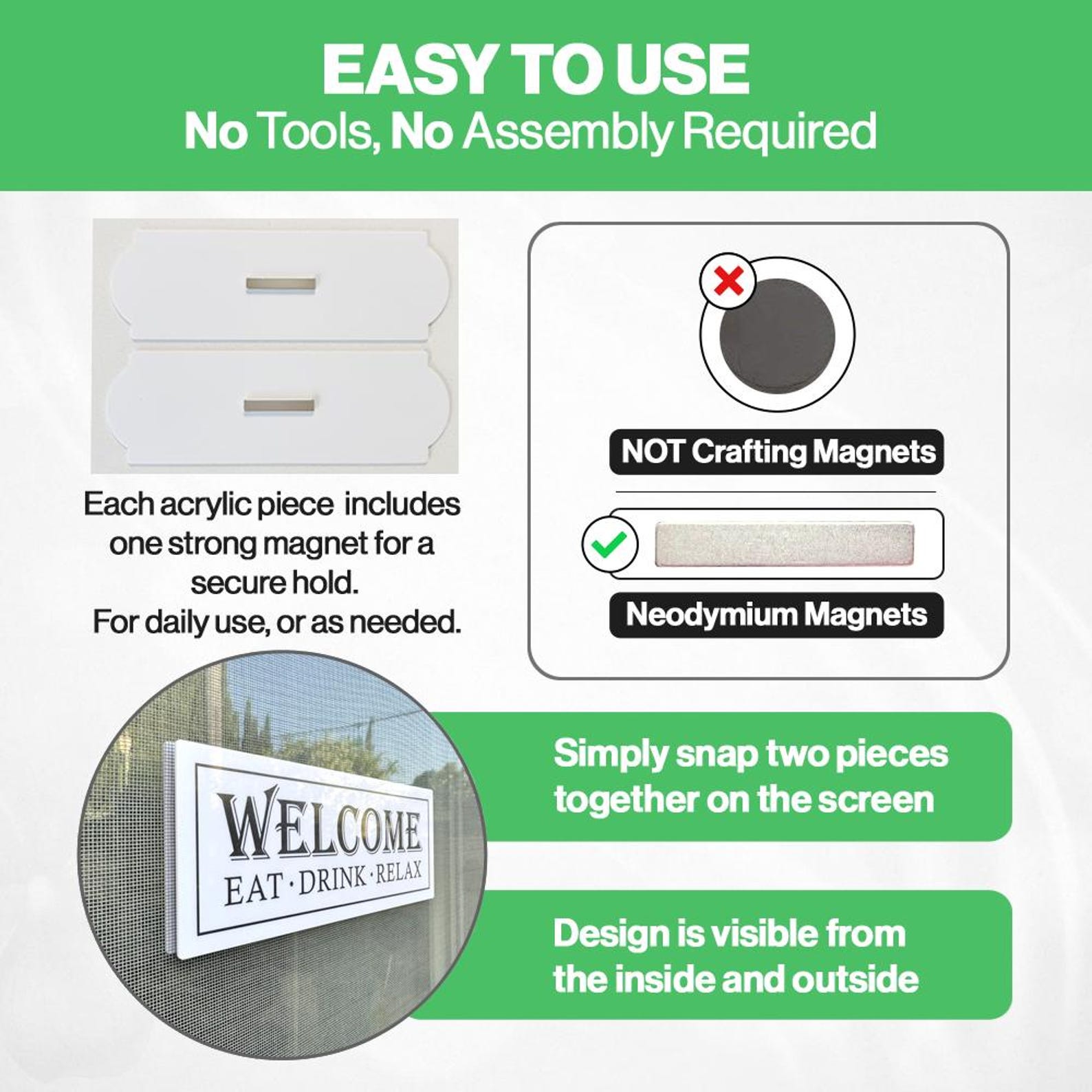 Acrylic Screen Door Magnets | Anti-collision Screen Door Decorations ...