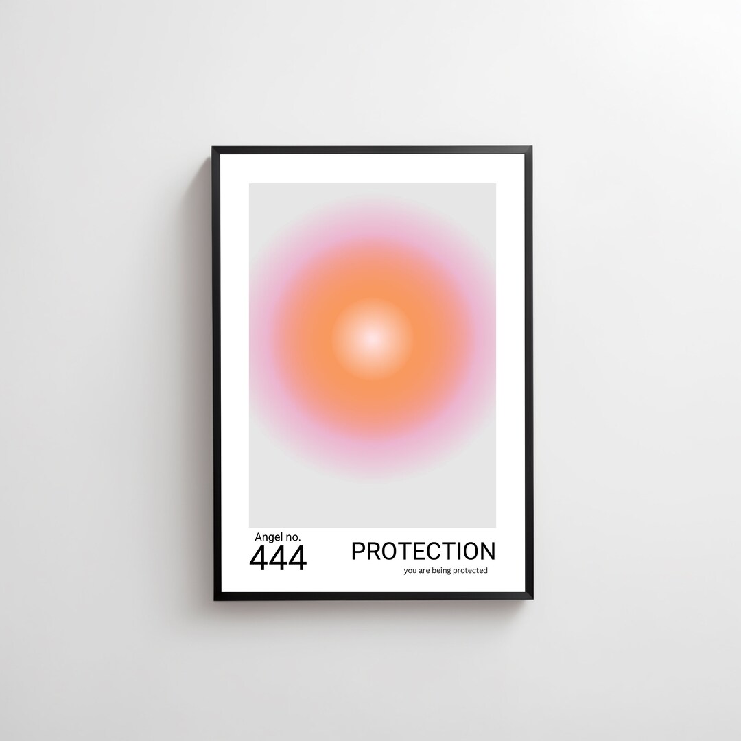 ANGEL NUMBER 444, Aura Energy Gradient Wall Art, Spiritual Vibrant ...