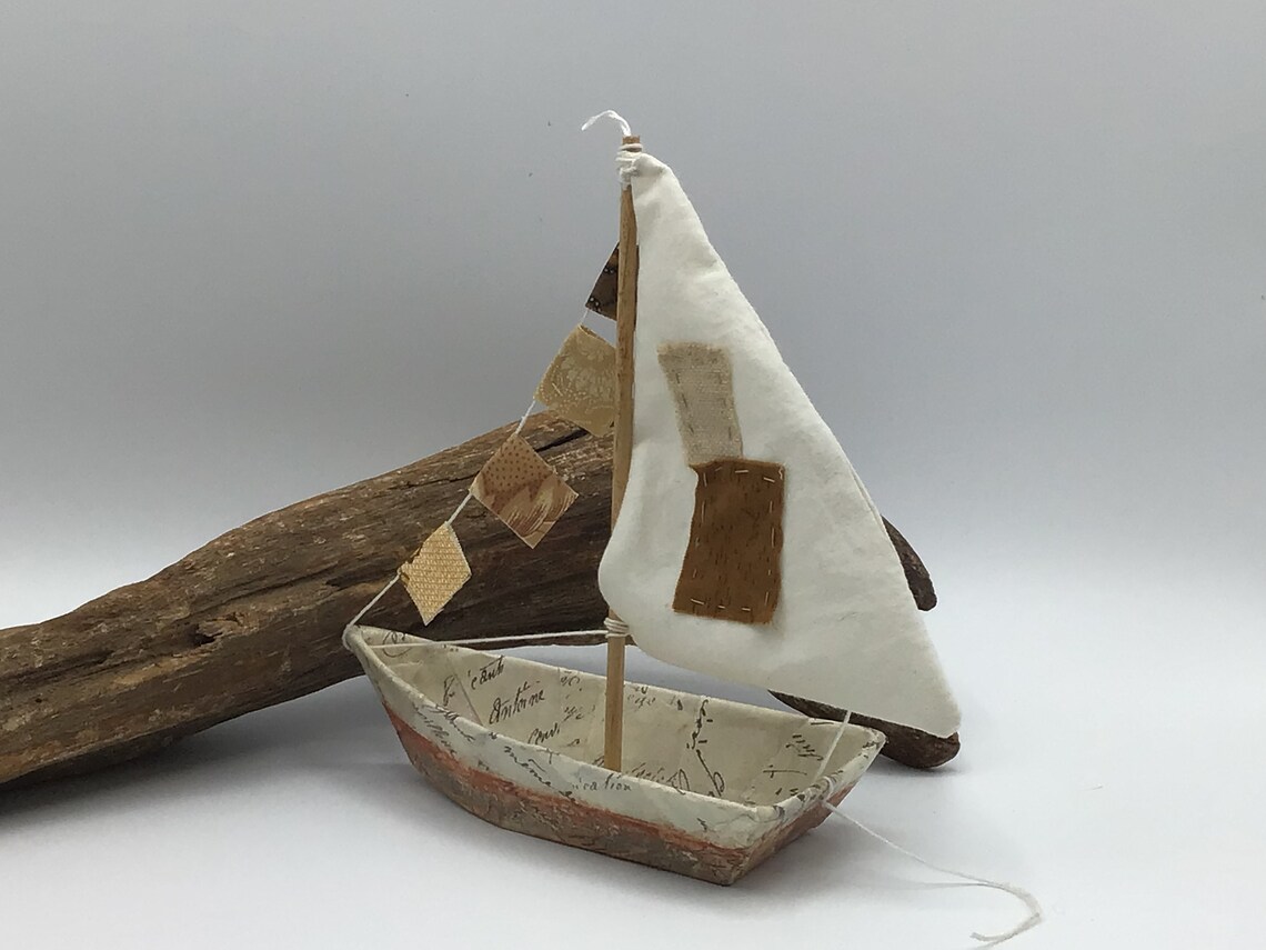 Paper mache cardboard boat nautical seaside decor miniature | Etsy