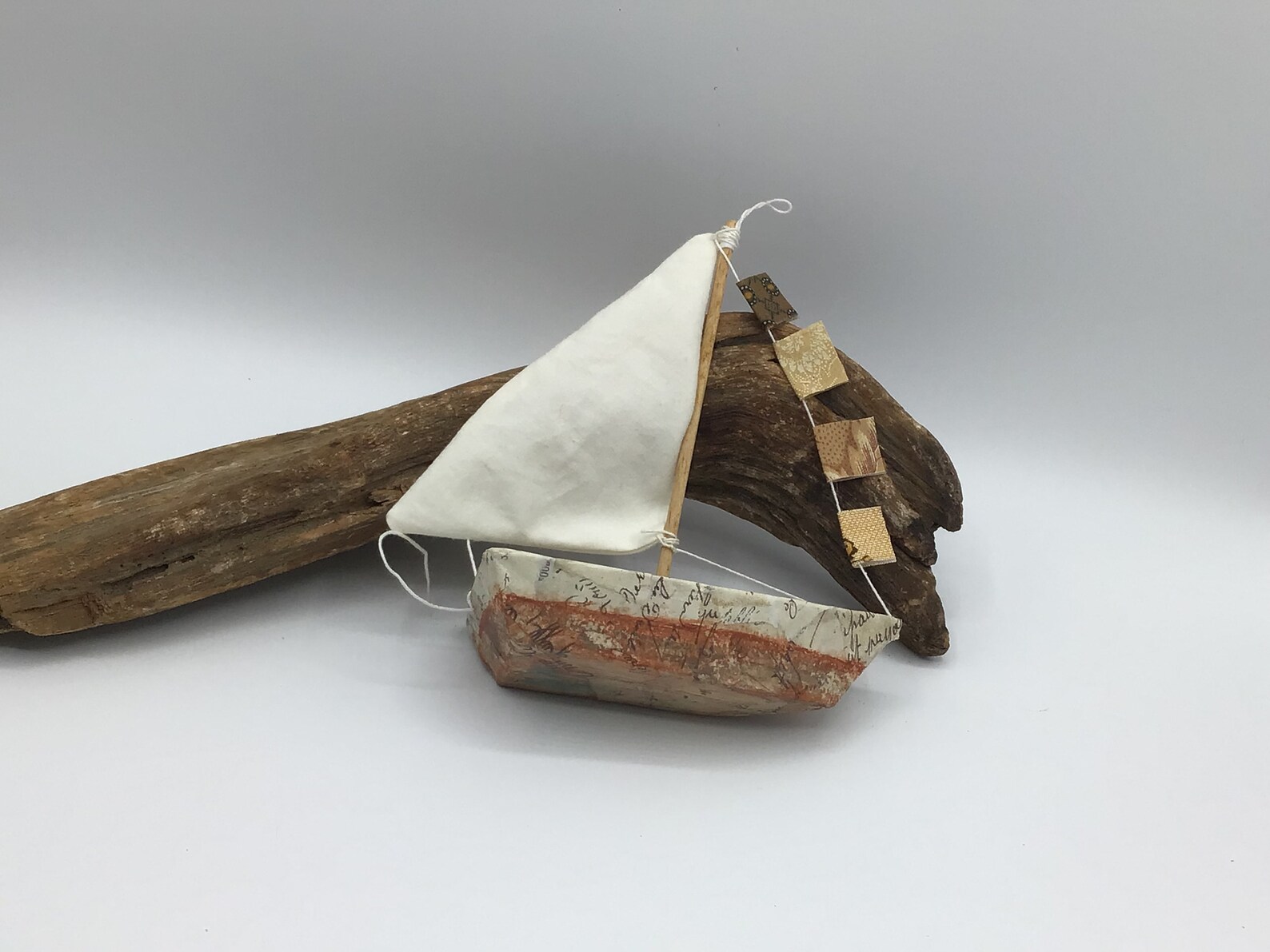 Paper mache cardboard boat nautical seaside decor miniature | Etsy