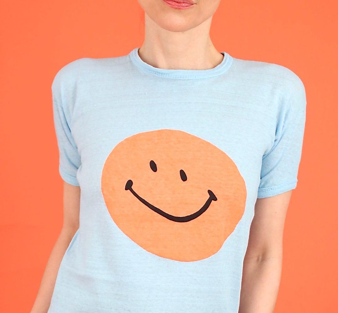 Vintage 70's Smiley Face T Shirt Hand Screened by Hellhound Vintage ...