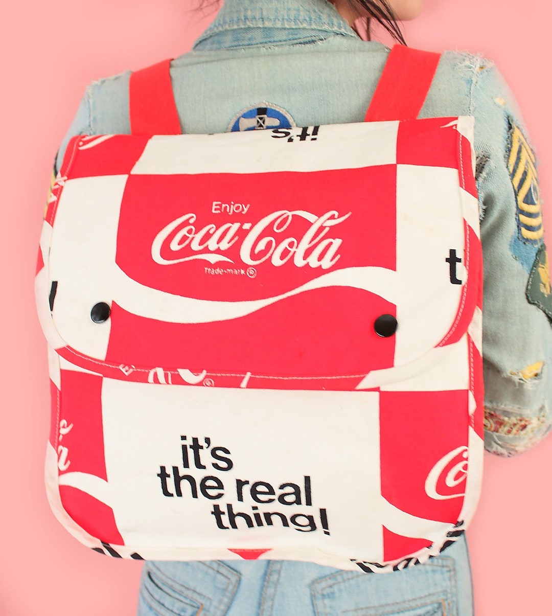 Vintage 60's 70's Coca Cola Pop Art Road Bag // Backpack Purse Handbag ...