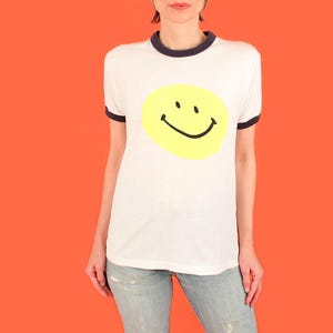 Smiley Face Ringer Tee - Etsy