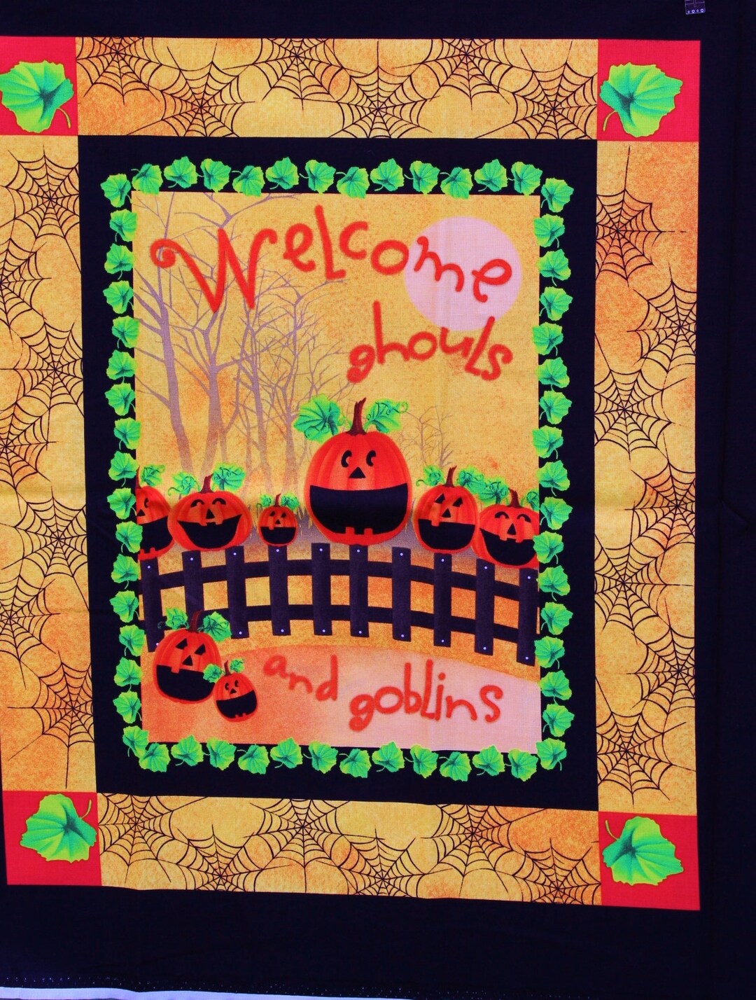 Witchy Poo Panel Pumpkins on Fence by Deb Grogan for RJR - Etsy