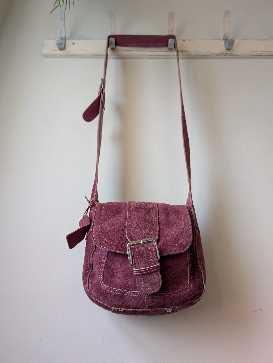 Vintage 90s Oriano Purple Suede Leather Crossbody Bag - Etsy UK