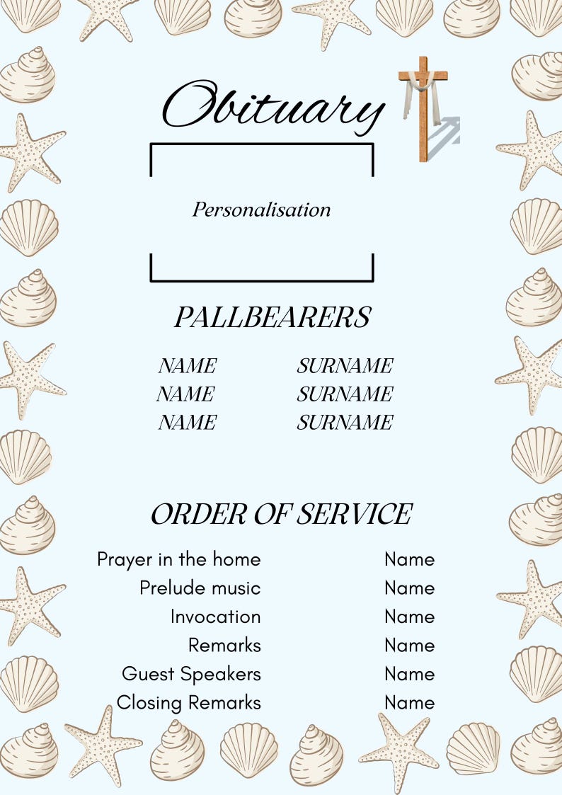 Ocean Themed Funeral Program - Etsy
