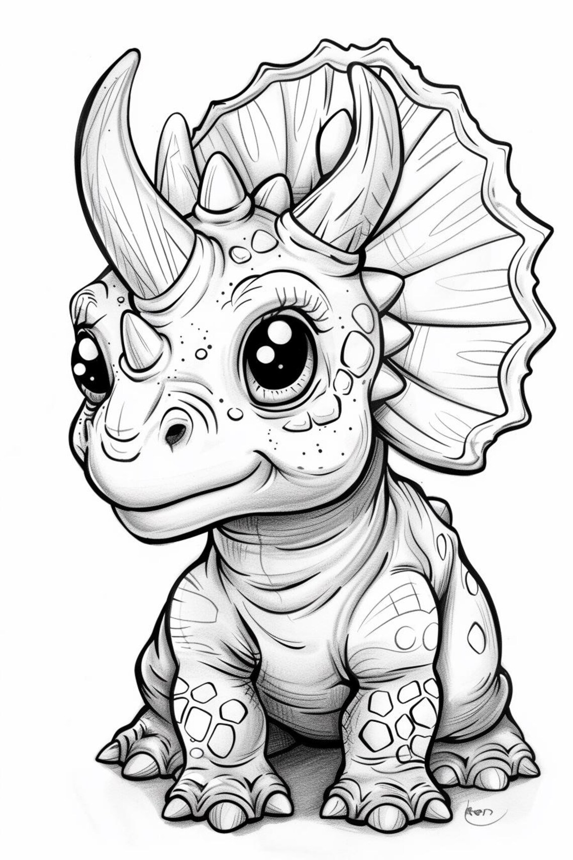 Kawaii Dinosaur Coloring Page to Print - Etsy