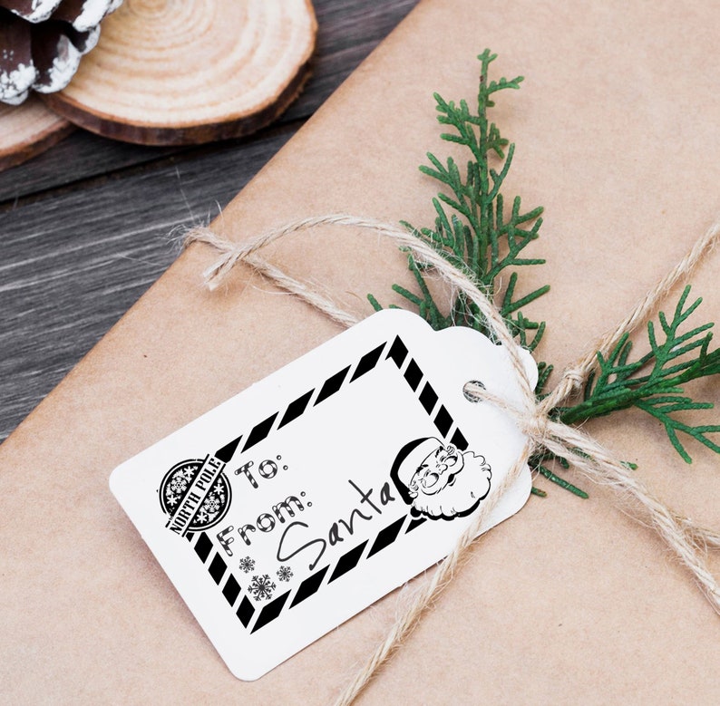 From SANTA Holiday Rubber Stamp DIY Santa Claus Gift Tags | Etsy