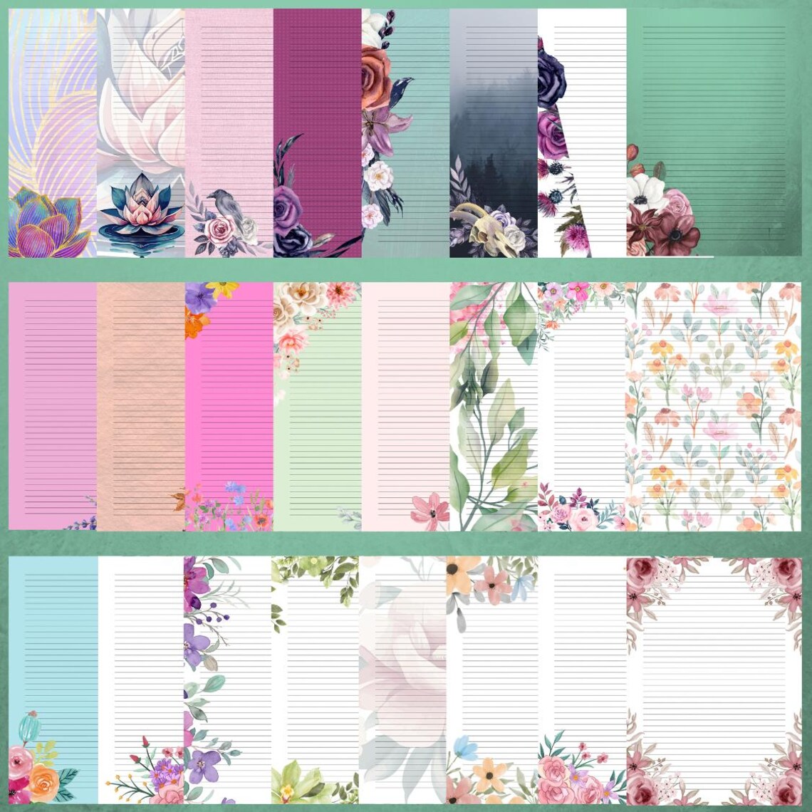 Nº2 / 50 Decorated Paper Set Printable Template / Set of 50 Decorated ...