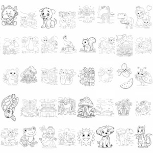 50 Printable Children's Coloring Pages Pdf File / Download / Template ...