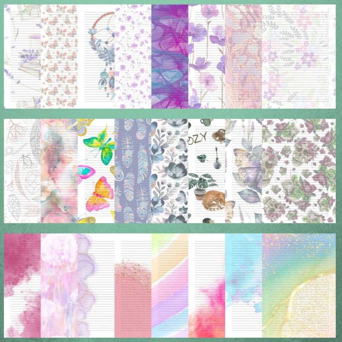 Nº1 / 50 Decorated Paper Set Printable Template / Set of 50 Decorated ...