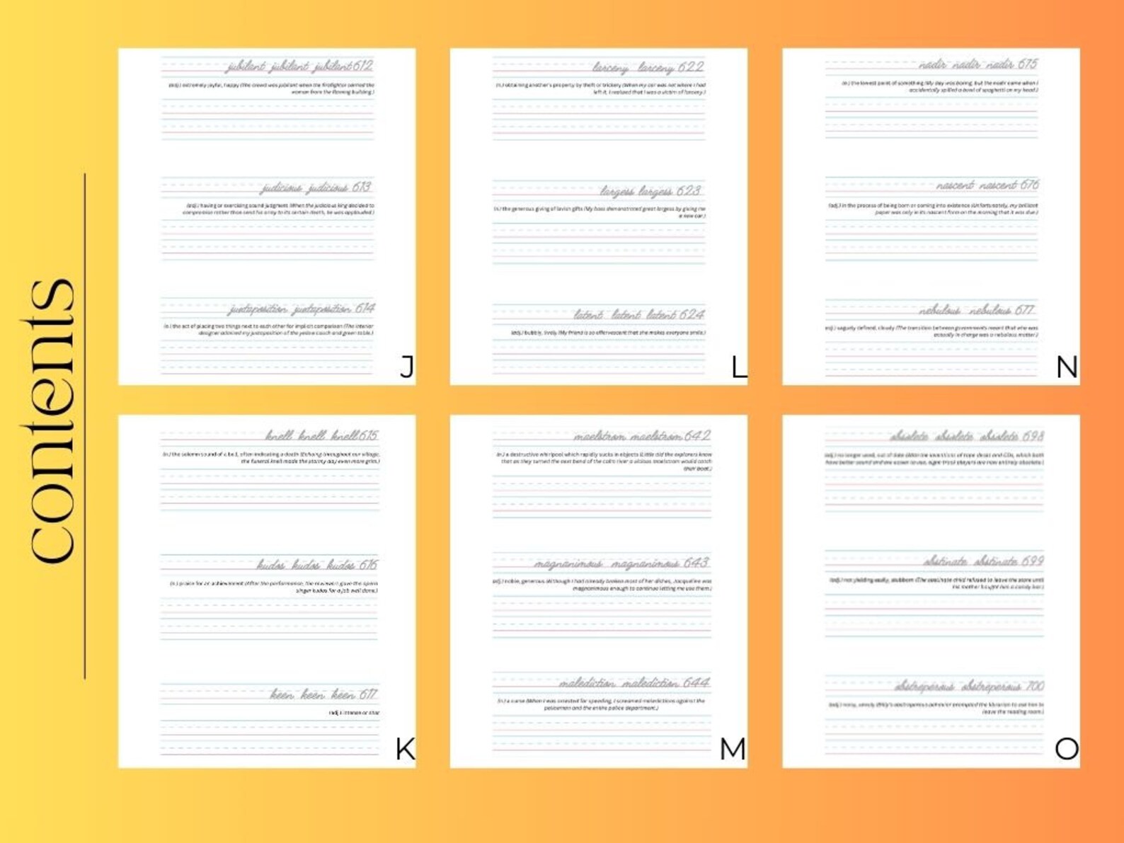 Cursive Handwriting Workbook:1000 Common SAT Vocabulary-book4/learn ...