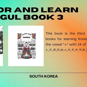 Color and Learn Hangul Book 3 / Korean Word/korean Coloring Book ...